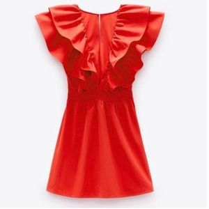 Zara | Dresses | Nwt Zara Ruffle Mini Dress Red L Blogger Favorite ...